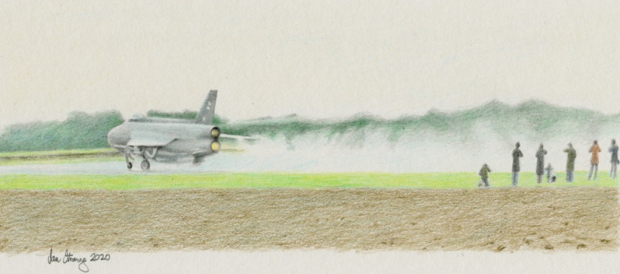 Drawing an EE Lightning jet with crayons